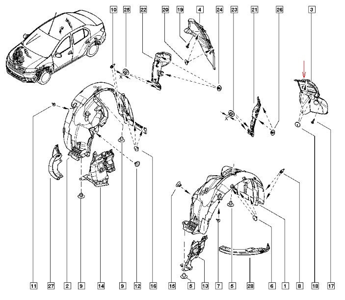 Фиксаторы, Клипсы и Крепеж — Renault Logan (2G), 1,6 л, 2016 года ...