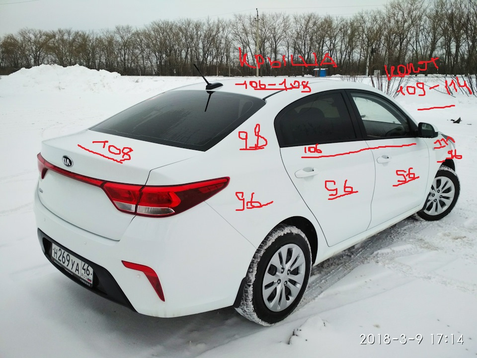 Толщина лкп — KIA Rio (4G), 1,6 л, 2017 года | наблюдение | DRIVE2