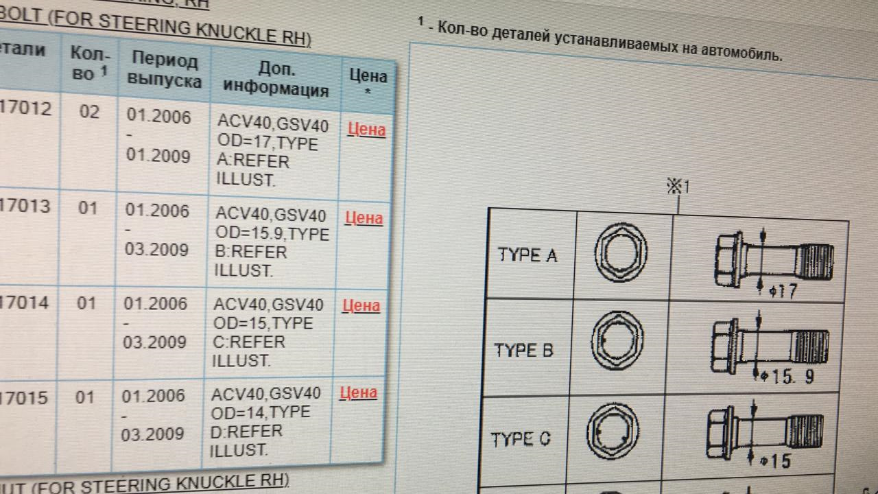 Размеры болтов на стойки — Toyota Camry (XV40), 2,4 л, 2007 года ...