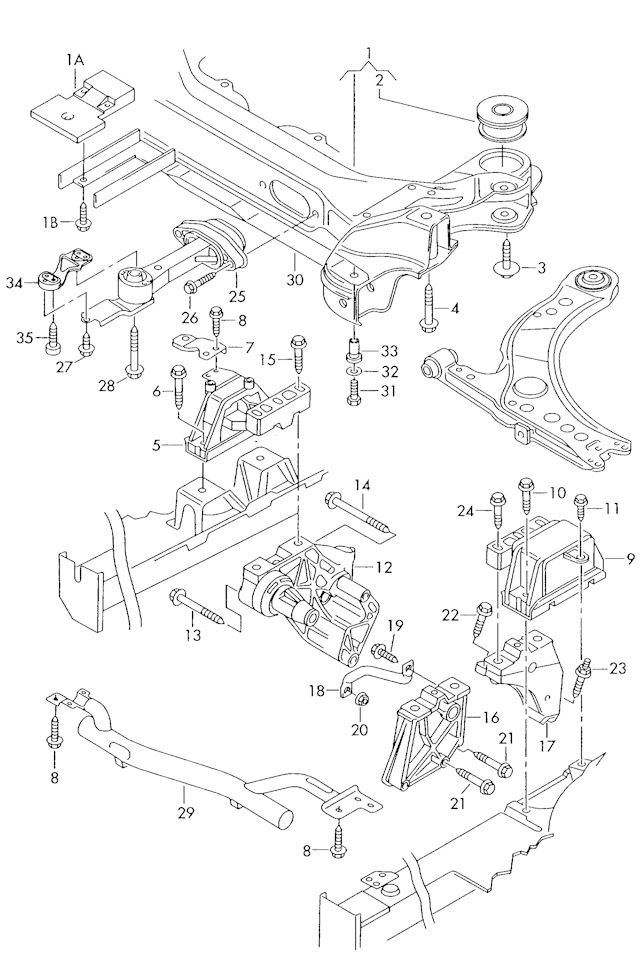 Болты левой опоры двигателя под головку на "18". — Skoda Octavia A4 Mk1 ...