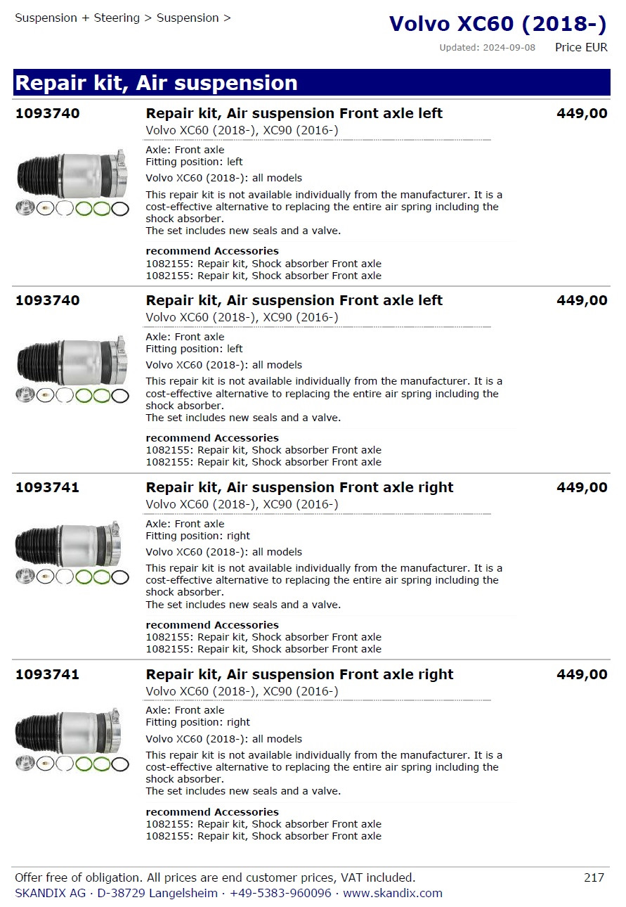 Пневмостойка из Китая визуальное сравнение с оригиналом — Volvo XC90 ...