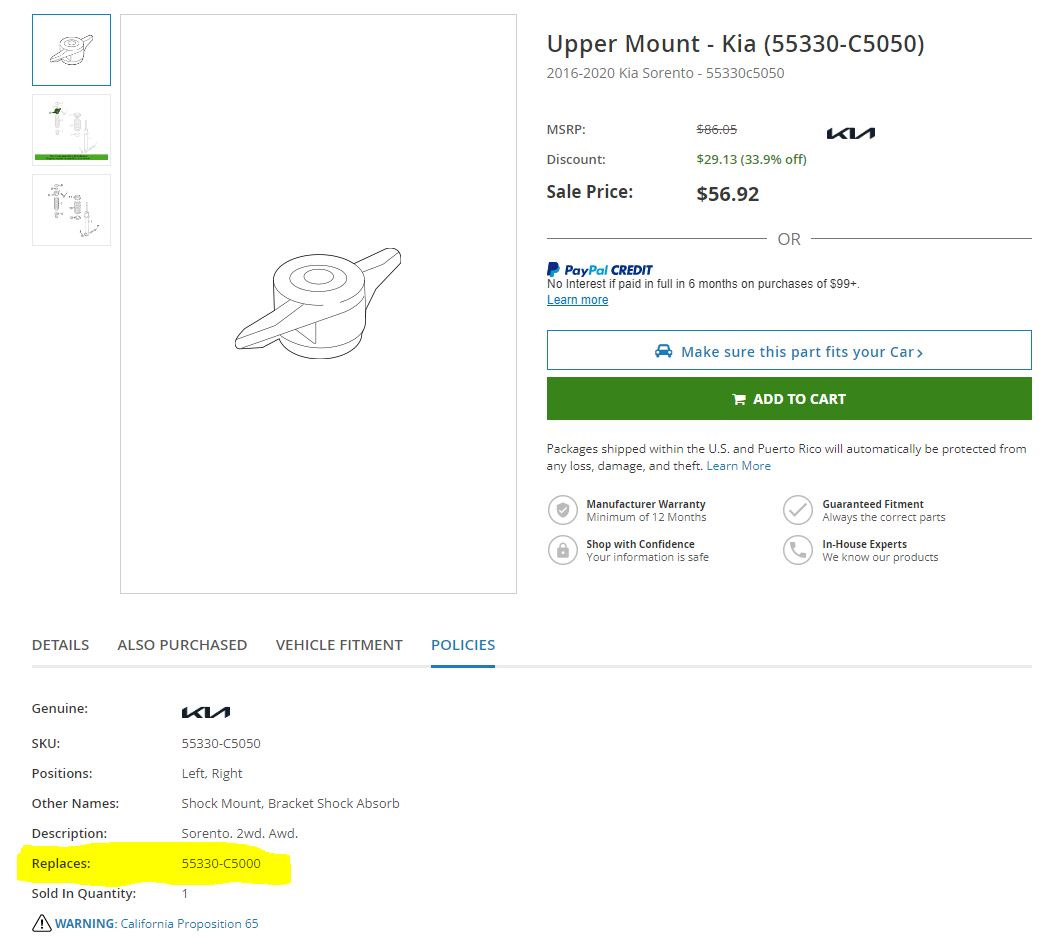 Найменование и номер запчасти. — KIA Sorento (3G), 3,5 л, 2019 года ...