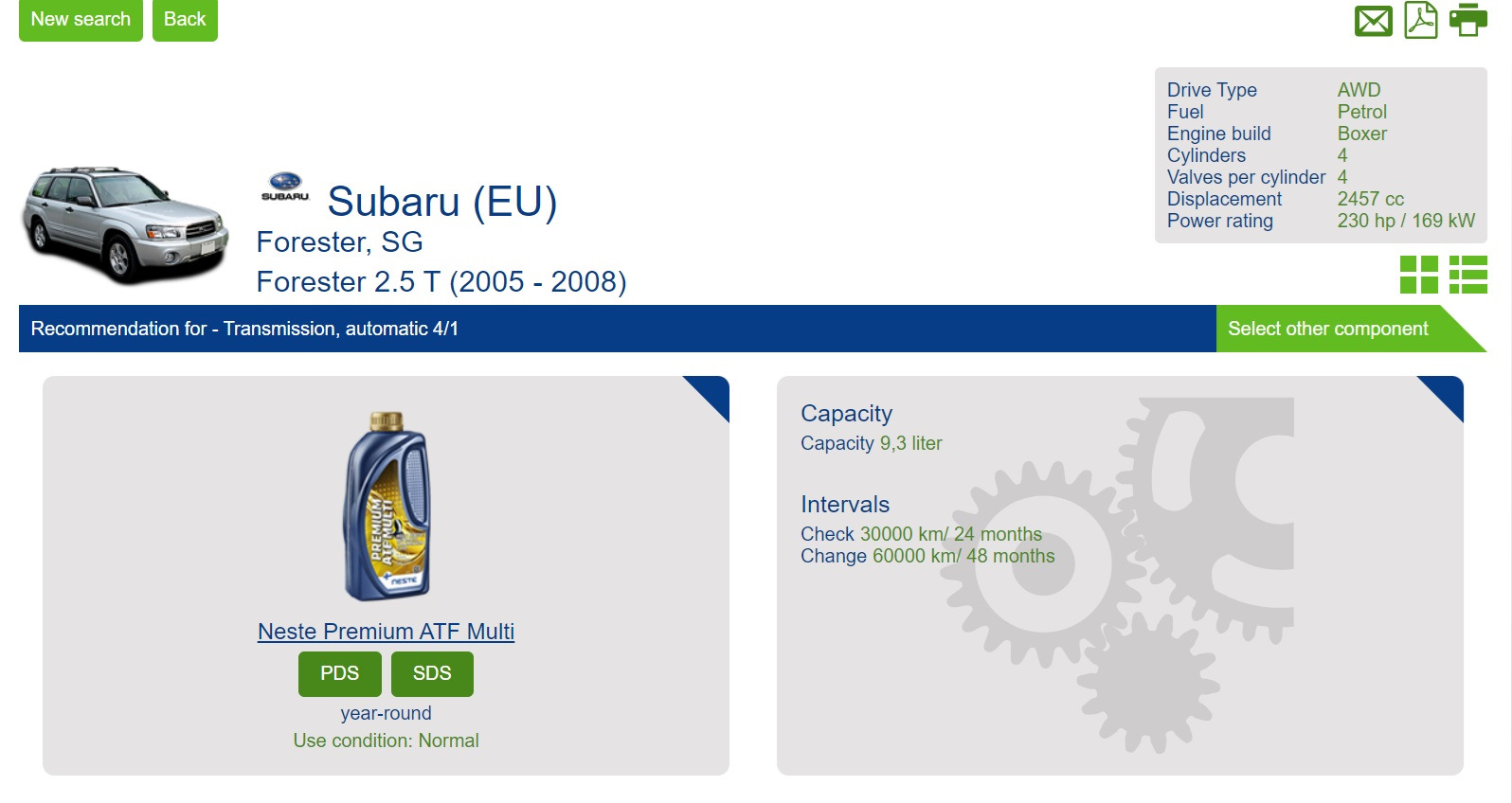 ATF (Automatic Transmission Fluid) для 4-х ступенчатой АКПП SUBARU (на ...