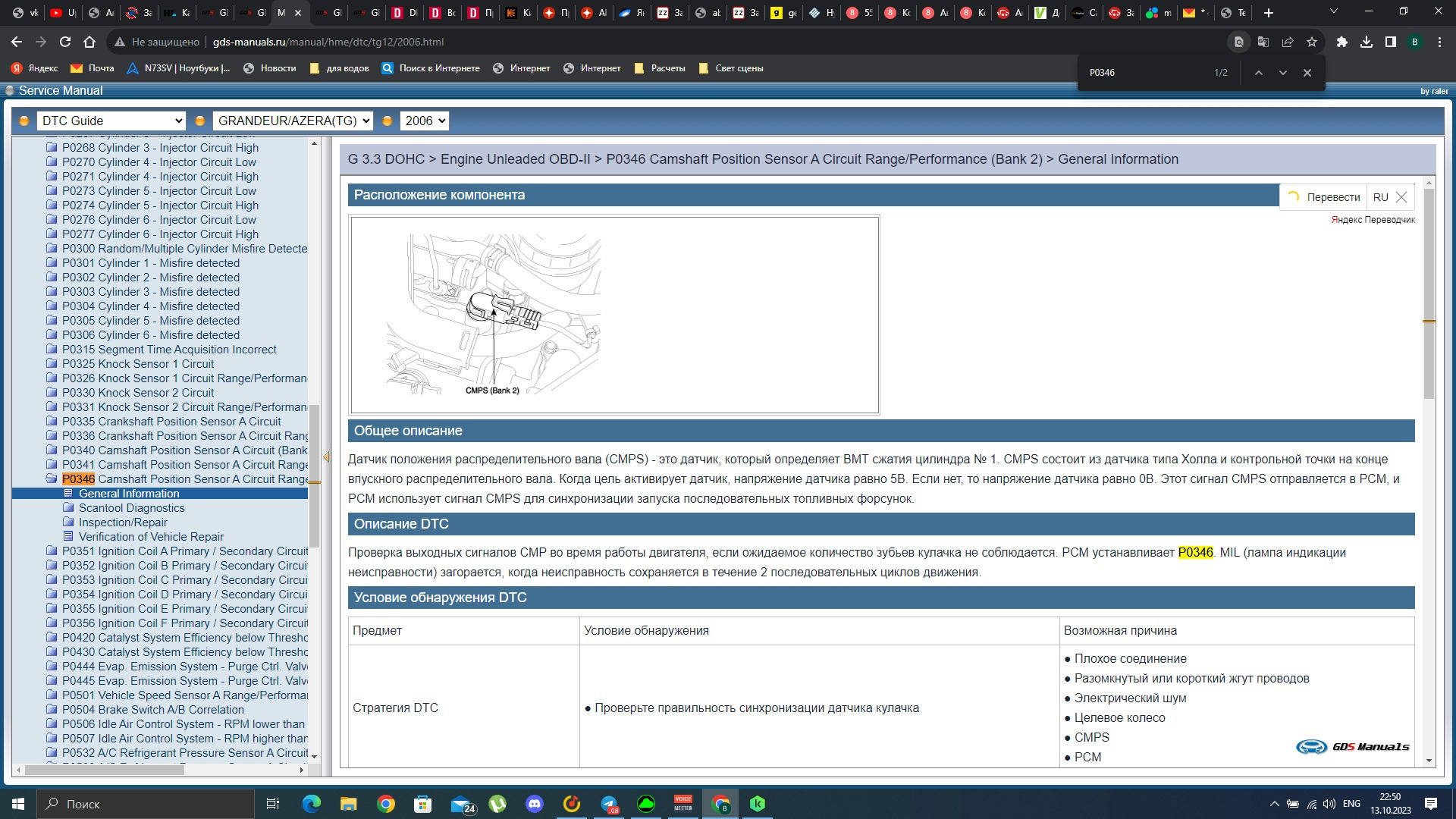 Вопрос к знатокам p0346 ? — Hyundai Grandeur (TG), 2,7 л, 2008 года ...